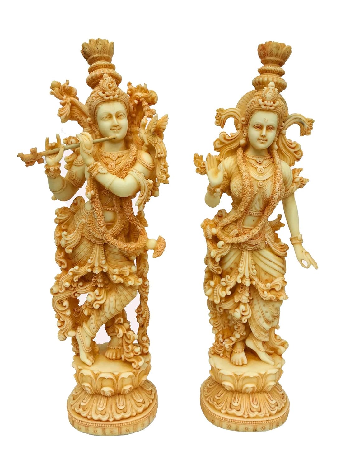 Sri Krishna Culture New Big Standing Radha Krishna Carved God Idol