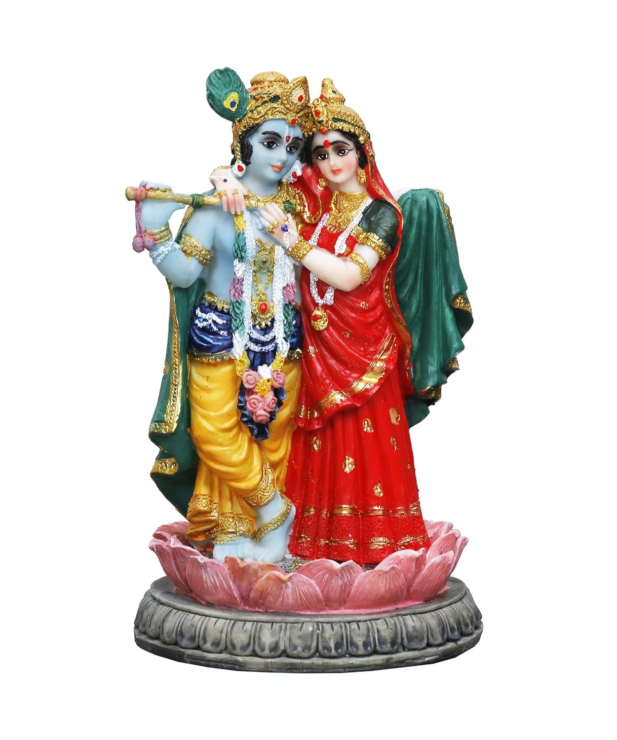 Sri Krishna Culture- Regular Standing Radha Krishna Murti On Lotus ...