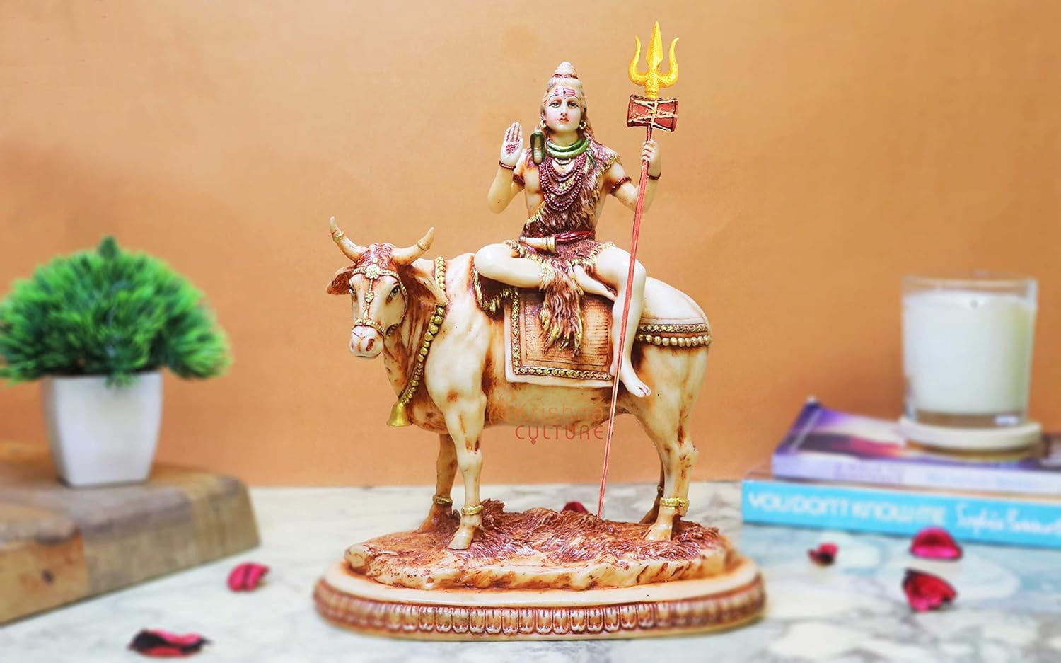 Sri Krishna Culture Shankar Ji Sitting On Nandi (Height-10)-Resin-Ivory ...