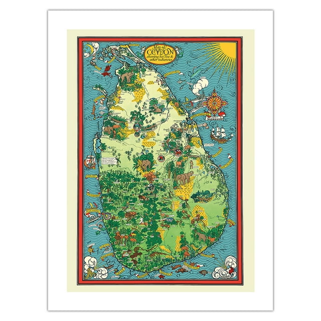 Sri Lanka (Ceylon) Teas - Vintage Pictorial Map by MacDonald (Max) Gill ...