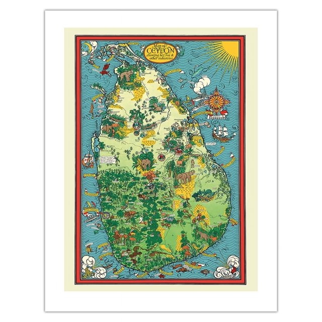 Sri Lanka (Ceylon) Teas - Vintage Pictorial Map by MacDonald (Max) Gill ...