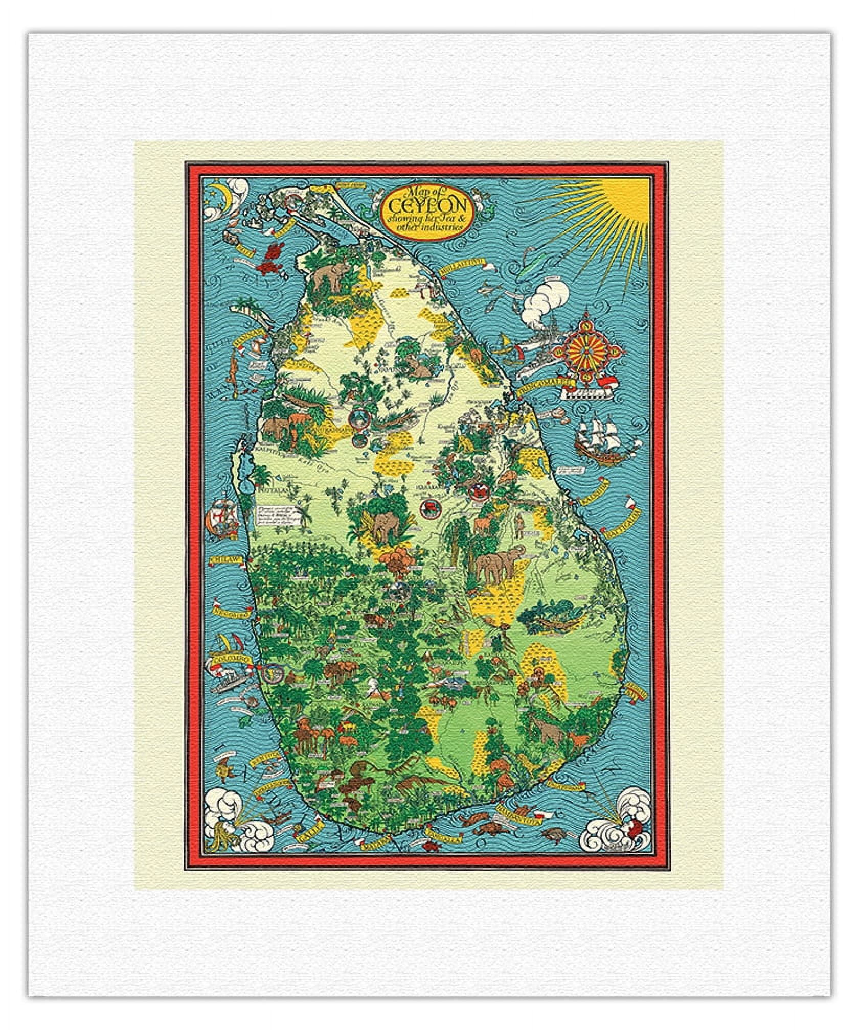 Sri Lanka (Ceylon) Teas - Vintage Pictorial Map by MacDonald (Max) Gill ...