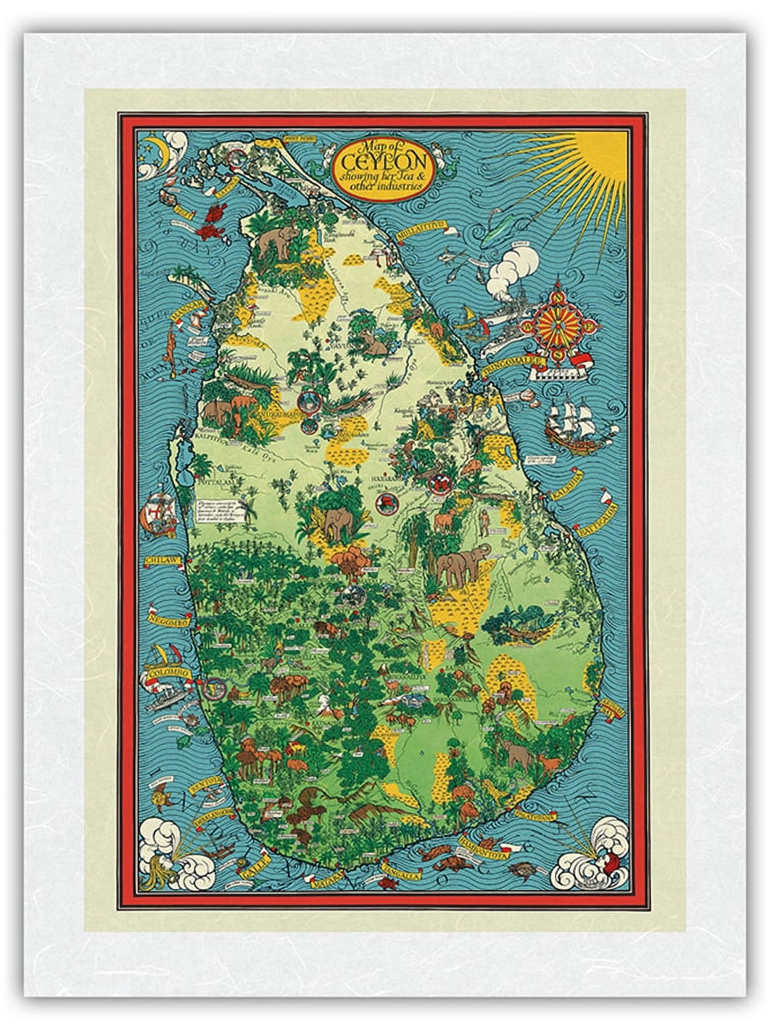 Sri Lanka (Ceylon) Teas - Vintage Pictorial Map by MacDonald (Max) Gill ...