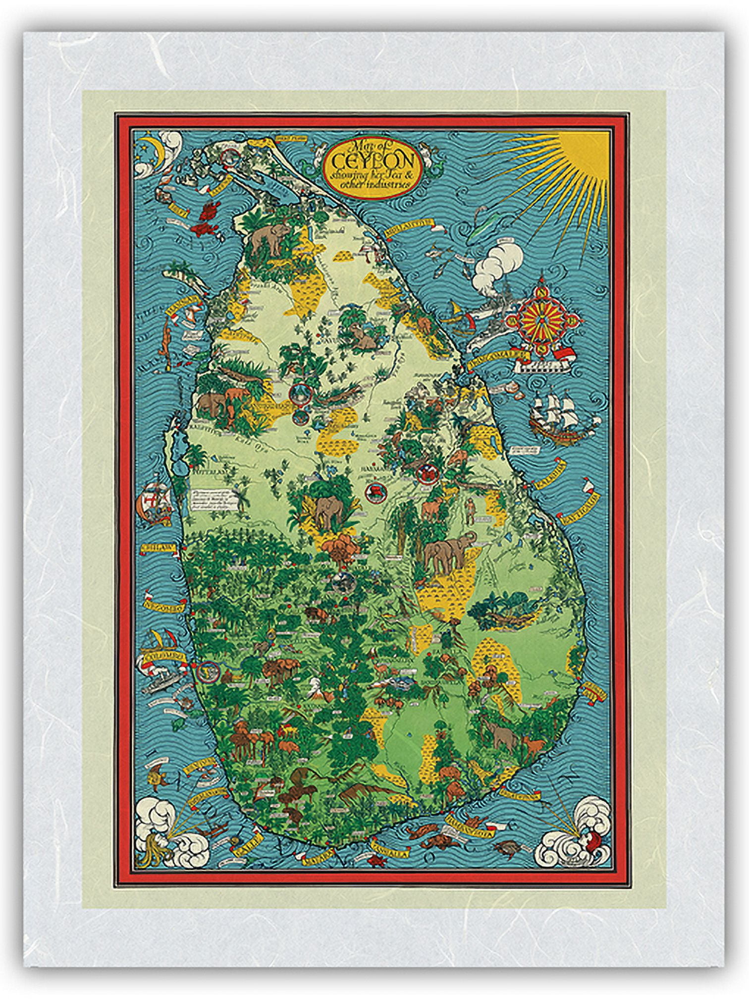 Sri Lanka (Ceylon) Teas - Vintage Pictorial Map by MacDonald (Max) Gill ...