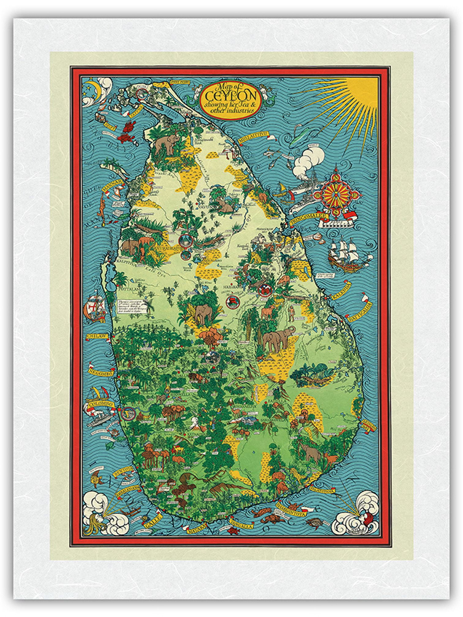 Sri Lanka (Ceylon) Teas - Vintage Pictorial Map by MacDonald (Max) Gill ...