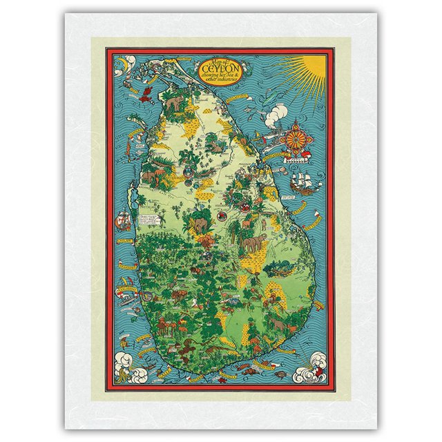 Sri Lanka (Ceylon) Teas - Vintage Pictorial Map by MacDonald (Max) Gill ...