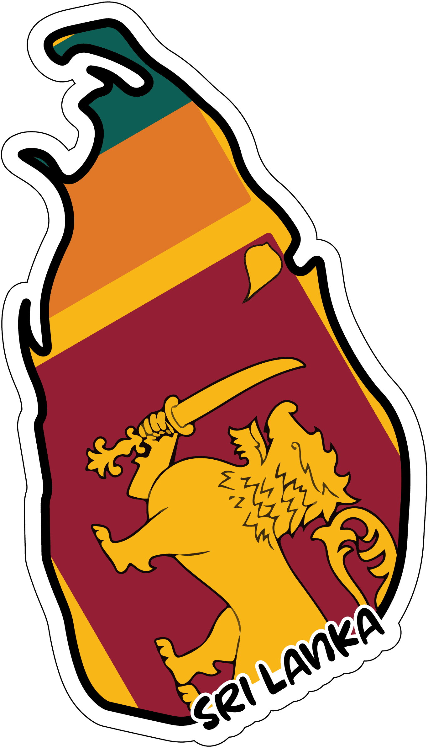 Sri Lanka Map Flag Sticker Decal / Democratic Socialist Republic of Sri ...