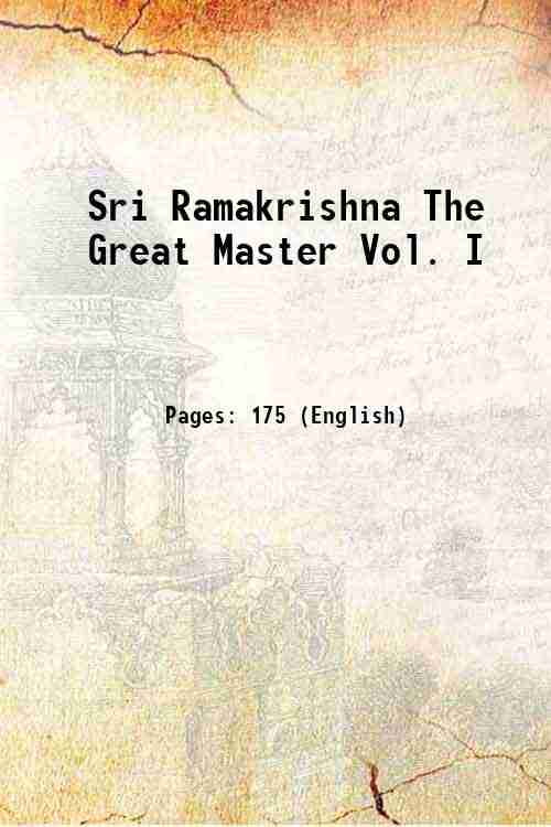 Sri Ramakrishna The Great Master Vol. I 1920 [Hardcover] - Walmart.com