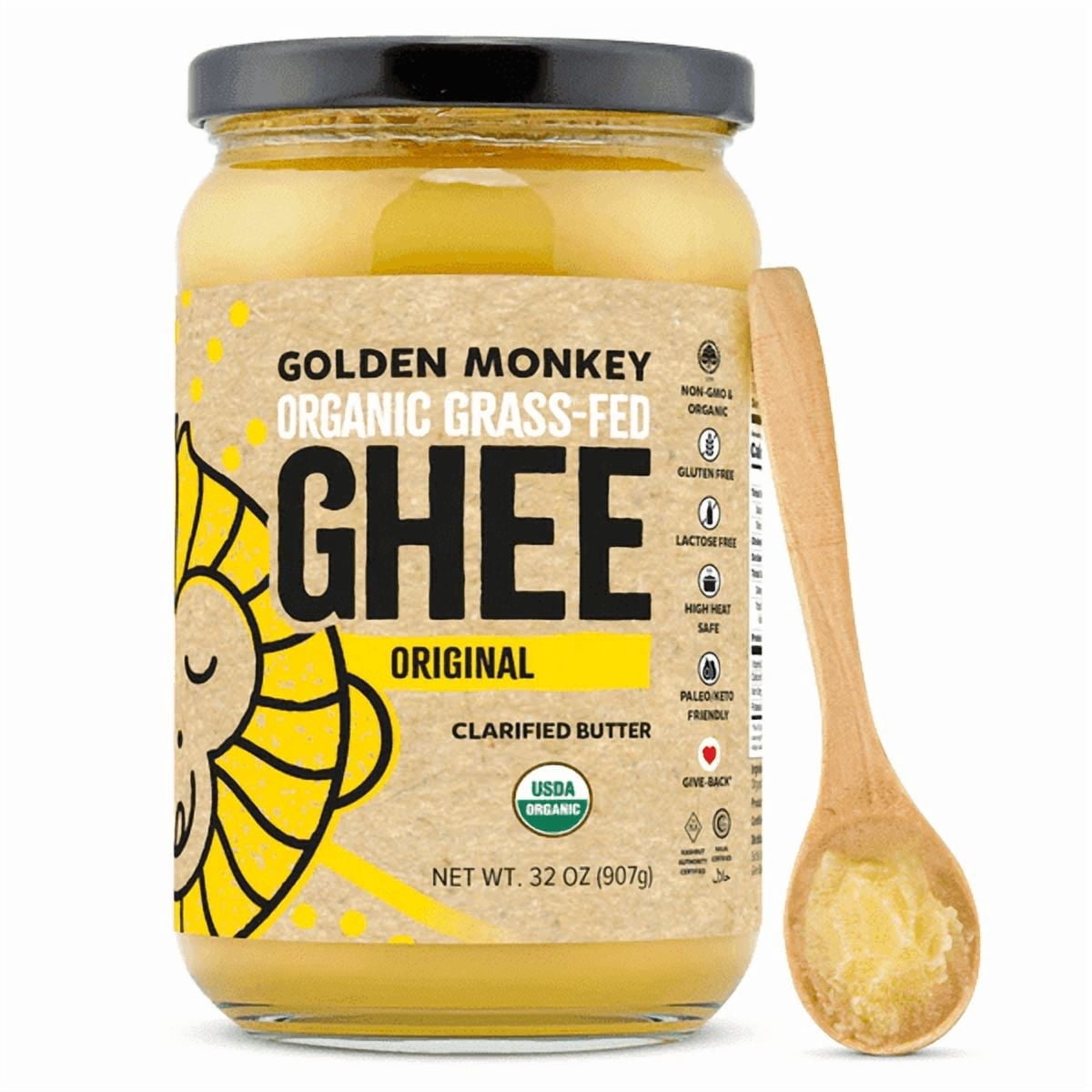 Sri Sri Tattva Golden Monkey Ghee, Grass-Fed Clarified Butter, 32 fl oz ...