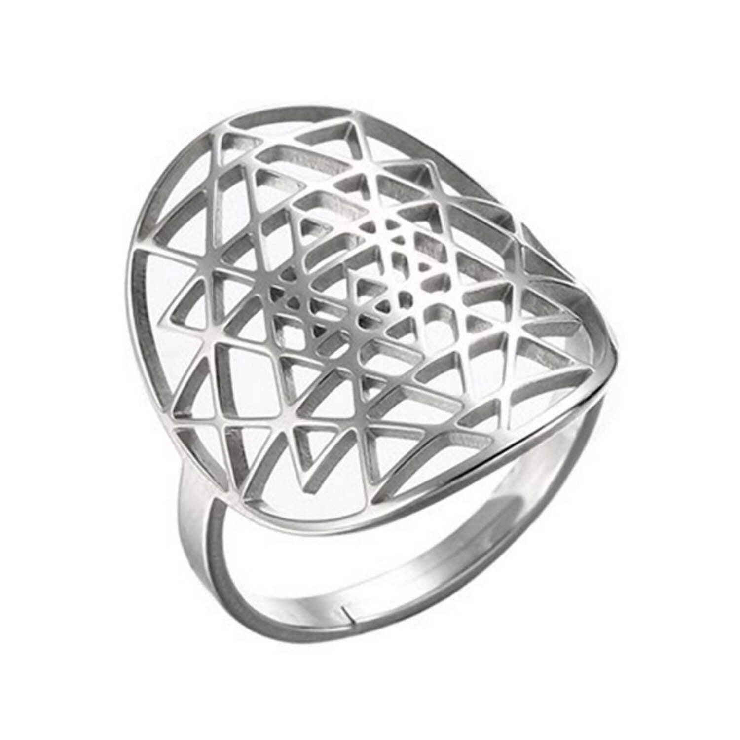 Sri Yantra Ring Stainless Steel Sacred Geometry Golden Proportion Band ...
