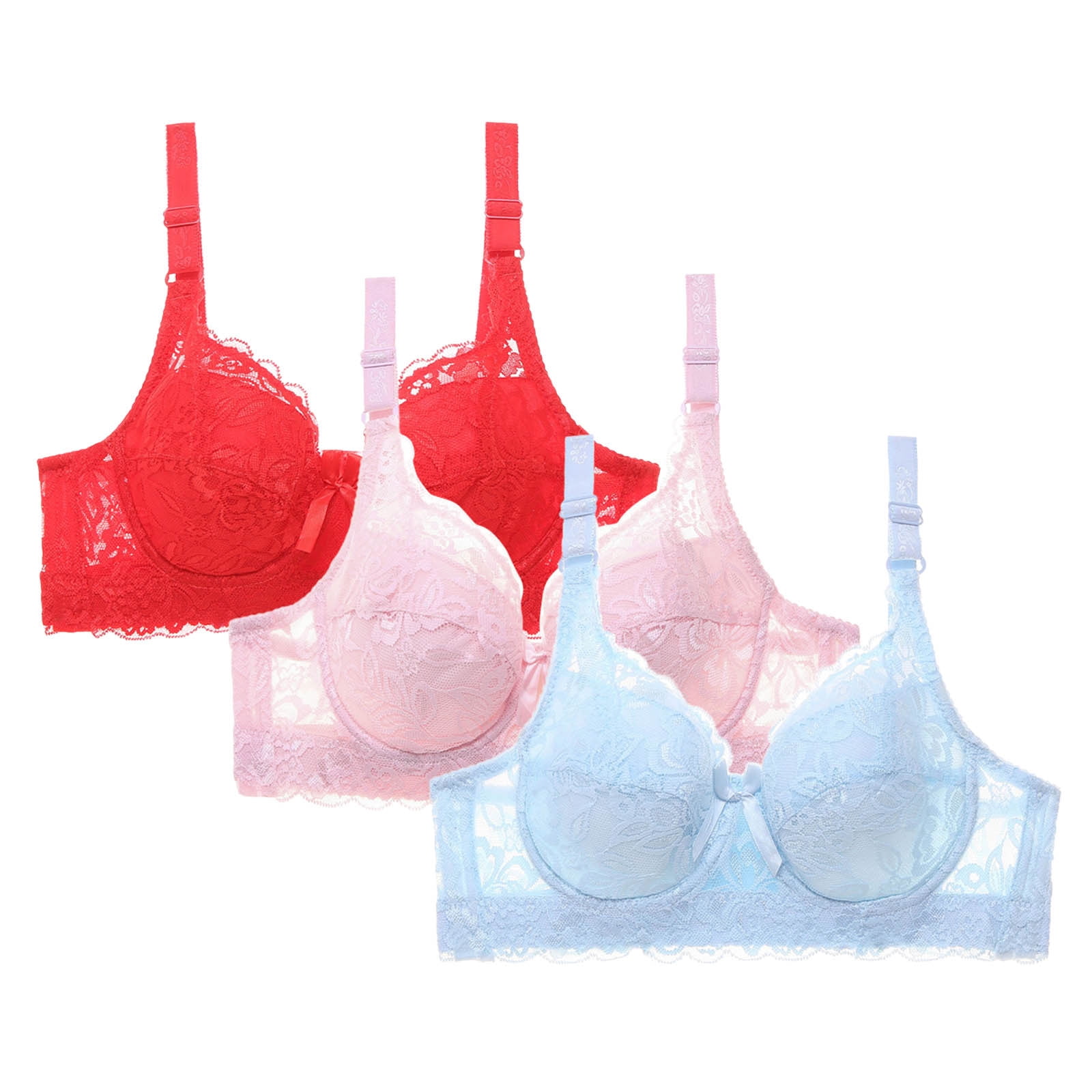 Sriper Bras for Large Breasted Women with Back Support 3 Pack,Wireless ...