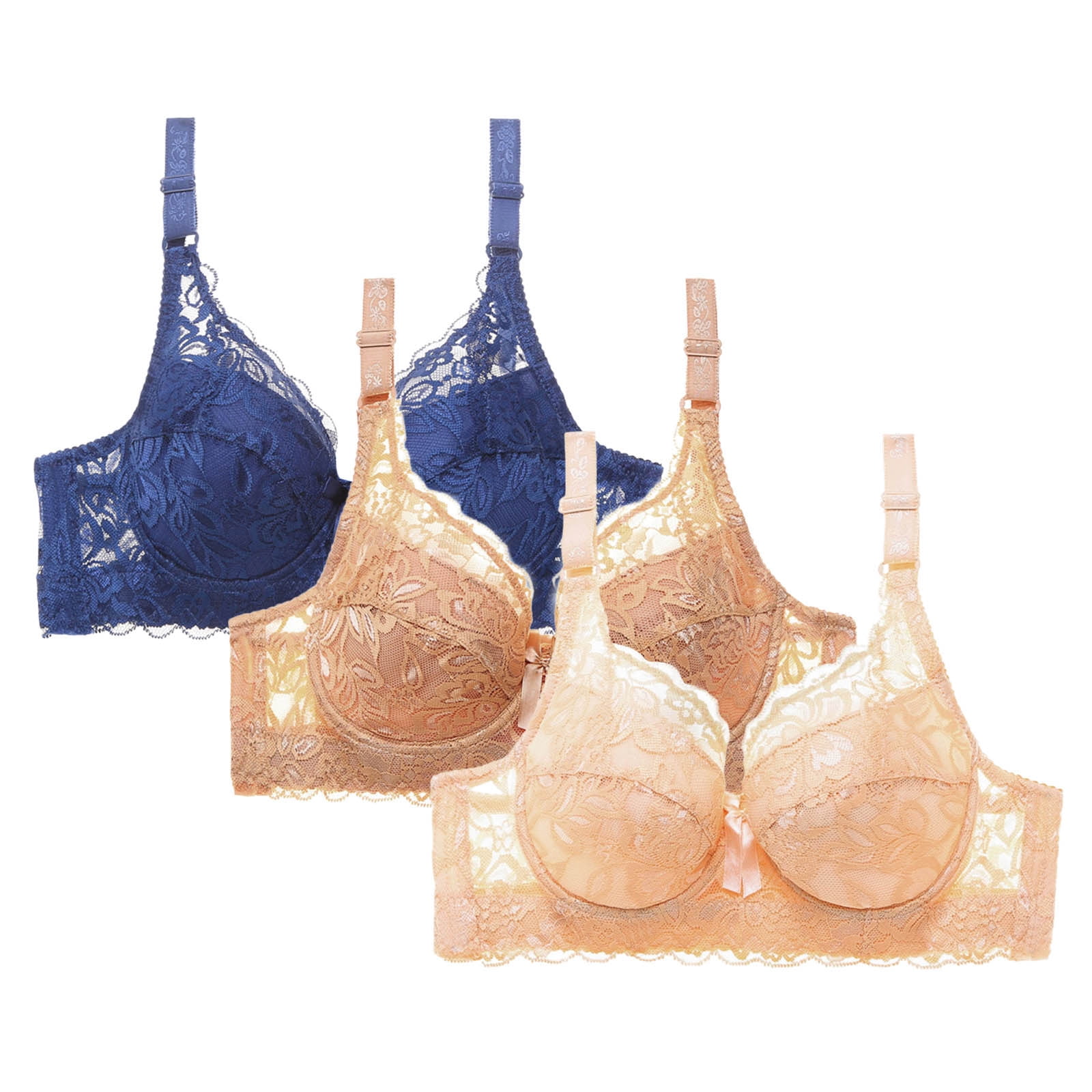 Sriper Bras for Senior Women 3 Pack,Push Up Bralette Front Closure ...