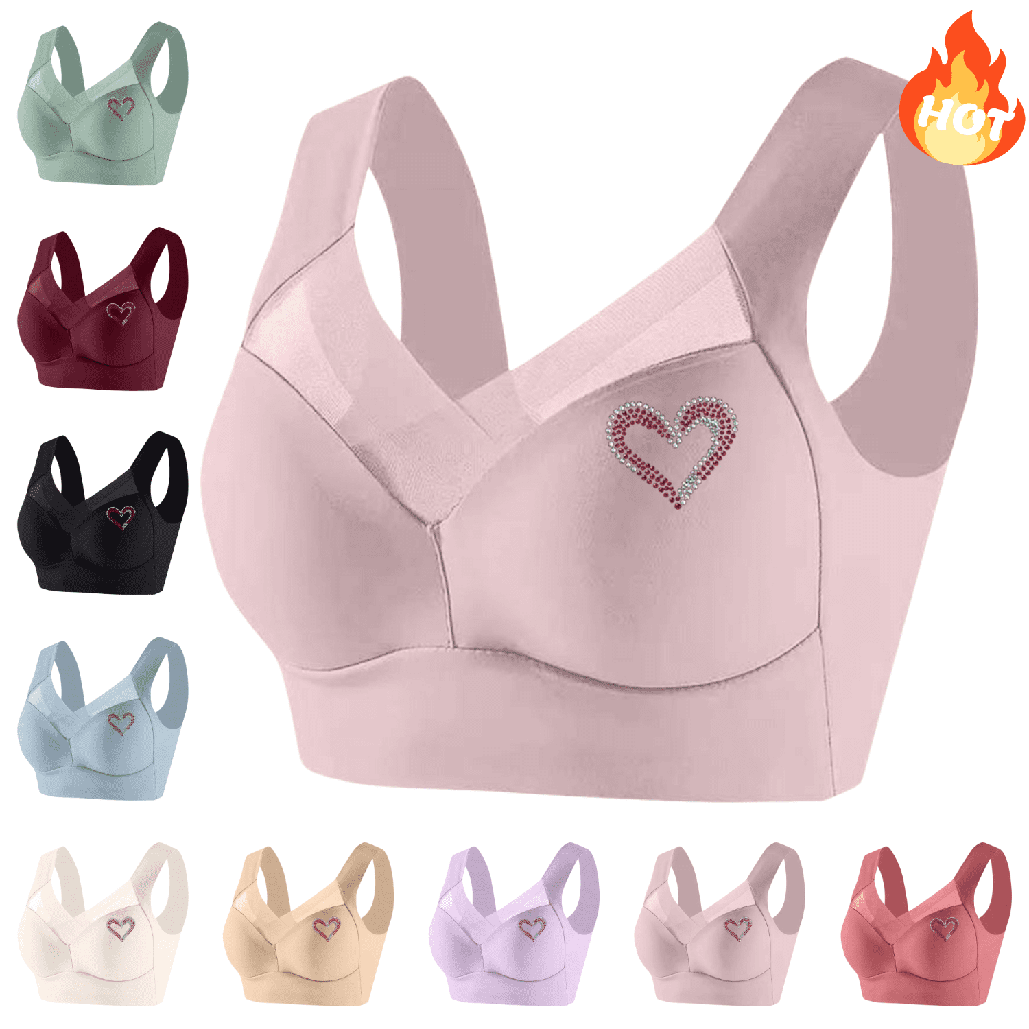 Sriper Comfort Bras for Older Women Long Waist,Supportive Bras,Pepper ...