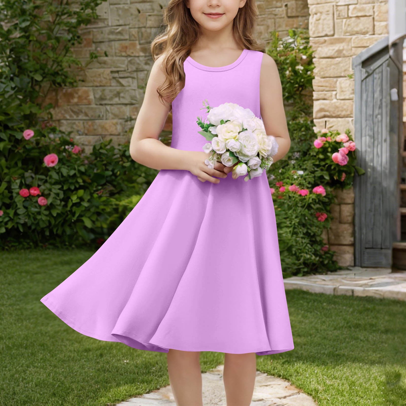 Sriper Dresses for Toddler Girls 4T-5T,Sundresses with Ruffle Sleeves ...