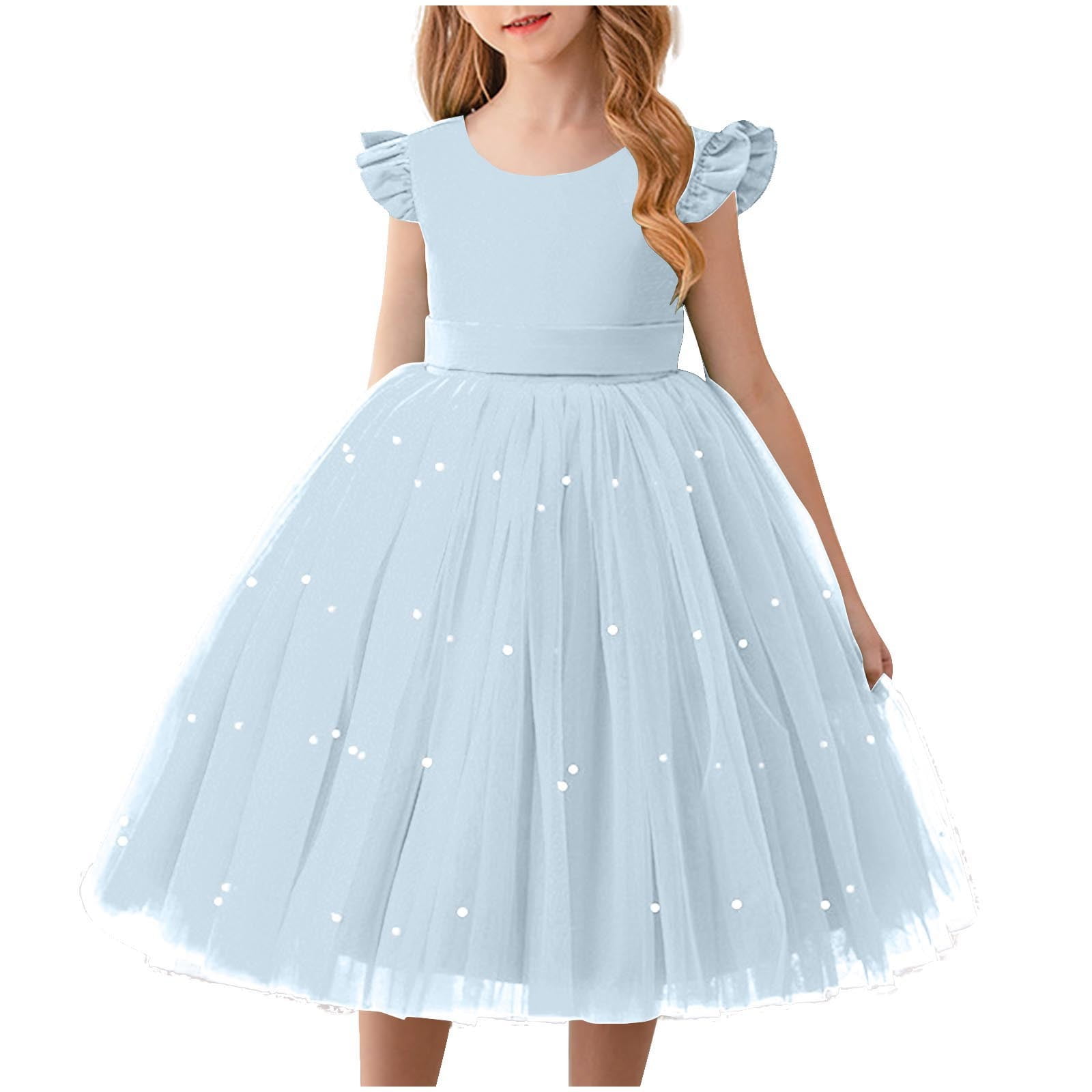 Sriper Flower Girl Tulle Dress,A-Line Layered Princess Party Dresses, Dresses 8-10 Years Old ...