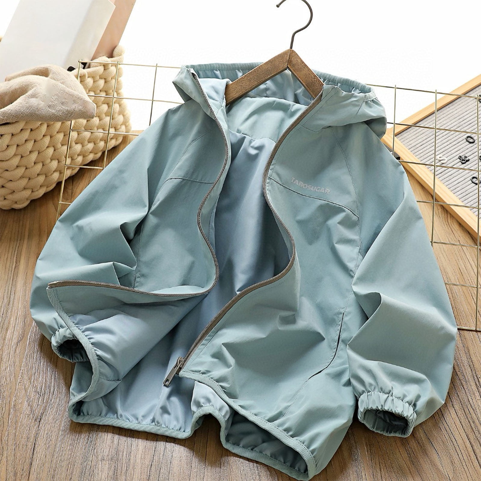 Sriper Kids Waterproof Windbreaker Jacket, Solid Color Hooded Raincoat ...