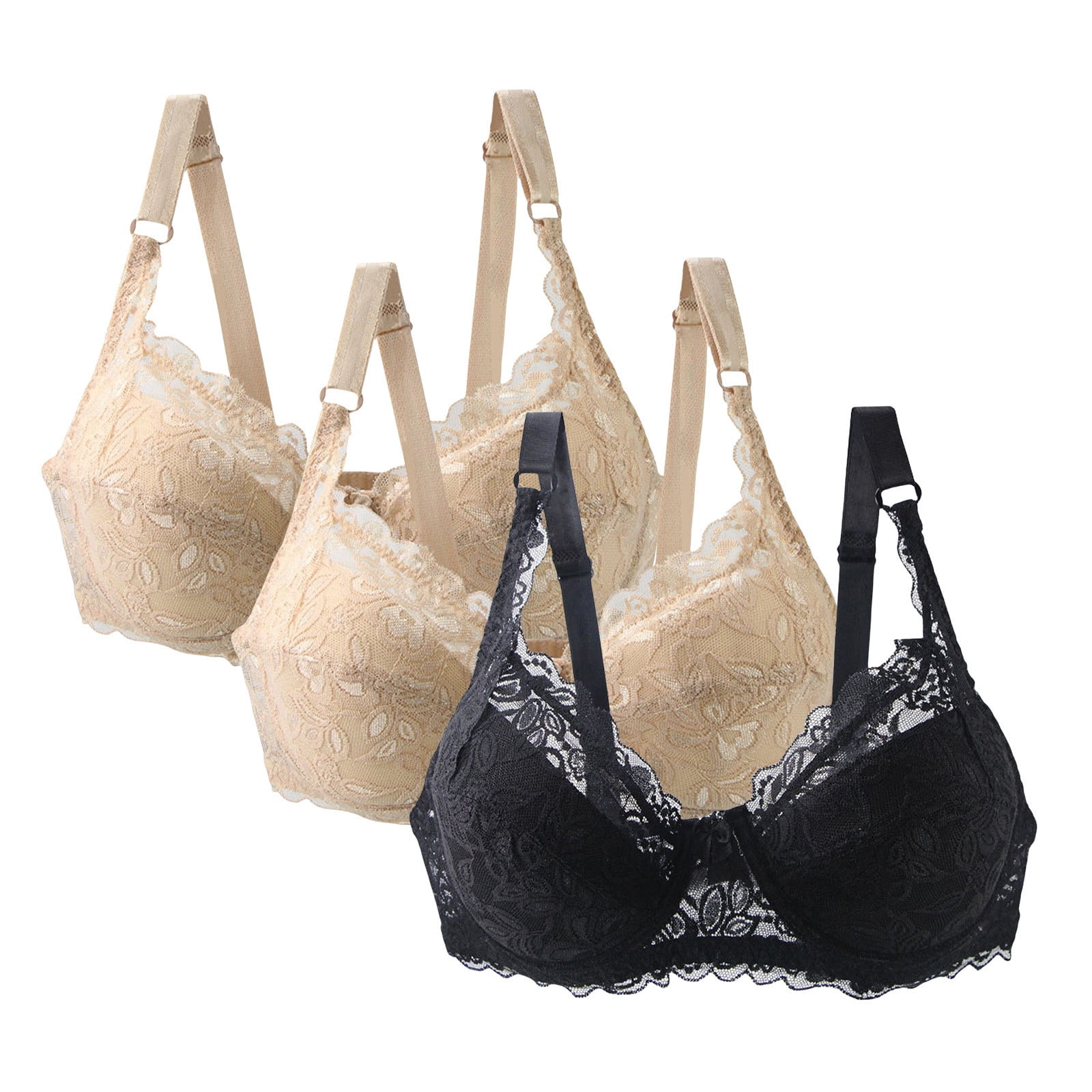 Sriper Lace Bralette Top 3 Pack,Cute Sports Bras Patterned,Front Closure Longline Supportive ...