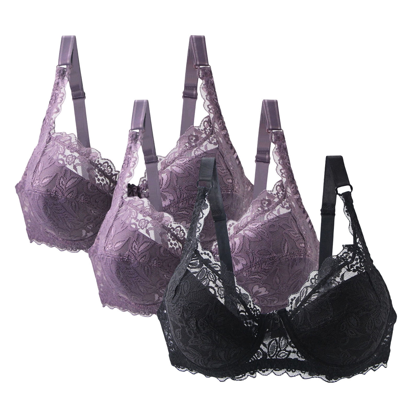 Sriper Lace Bralettes for Women 3 Pack,Comfort Bra Wirefree Tshirt ...