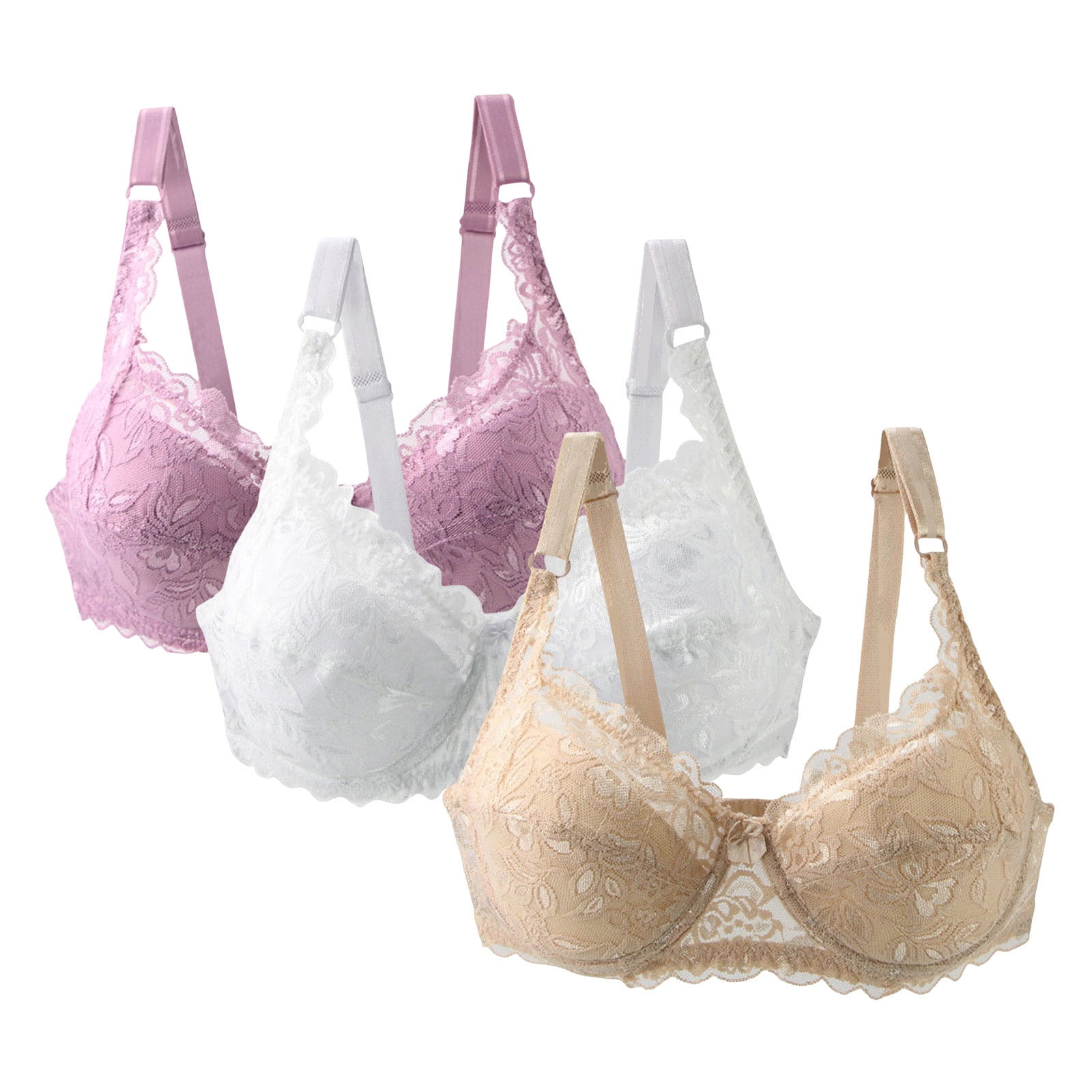 Sriper Lace Bralettes for Women with Support White 3 Pack,Cute Sports ...