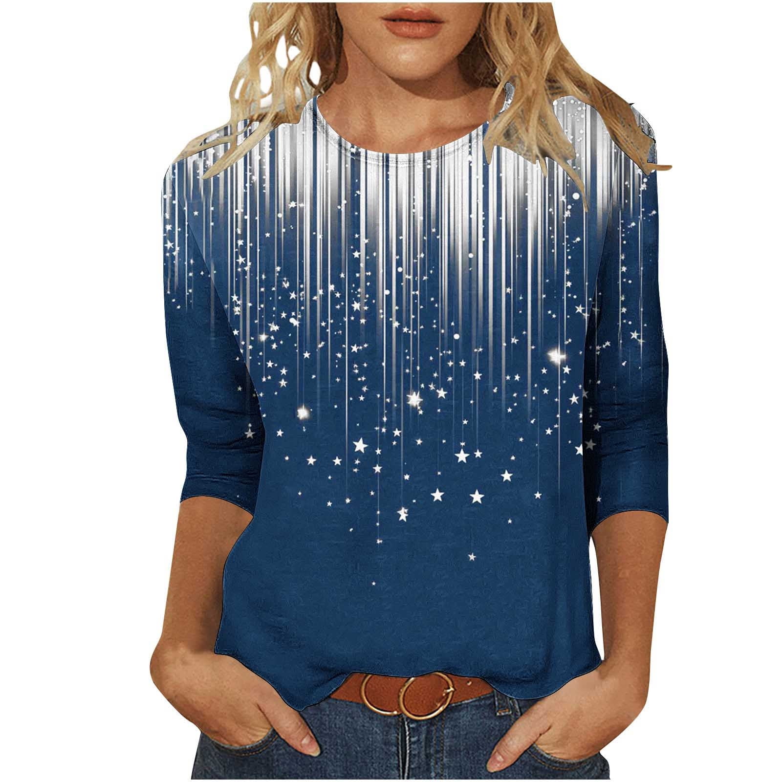 Sriper Ladies Elbow Sleeve T-Shirts Plus Size,Dressy Casual 3/4 Sleeve ...