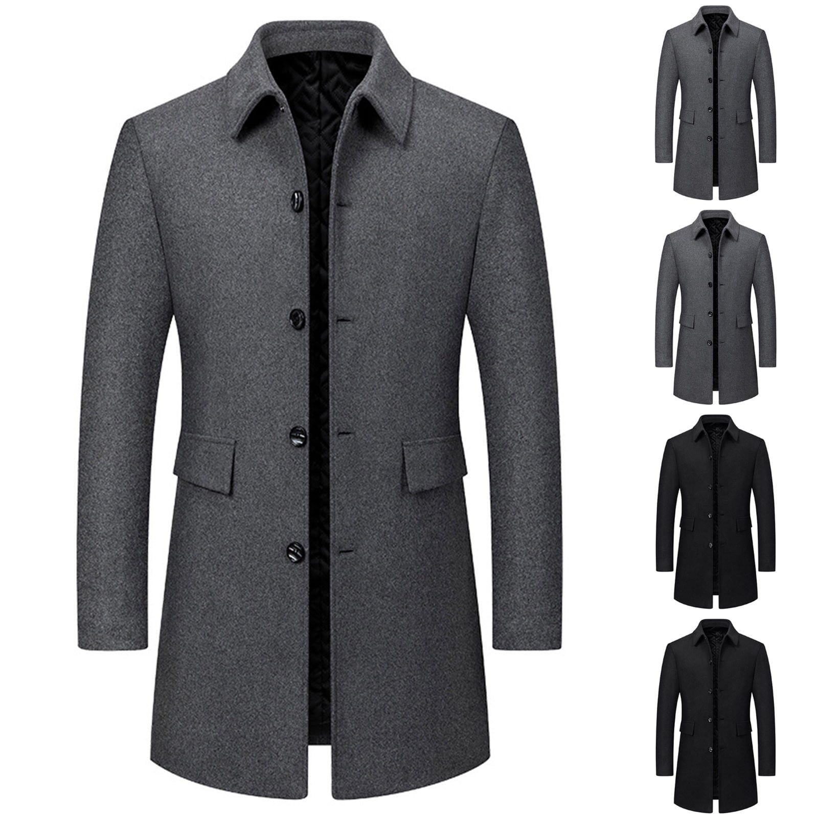 Sriper Men's Mid Length Business Collar Blazer Long Sleeve Button Down ...