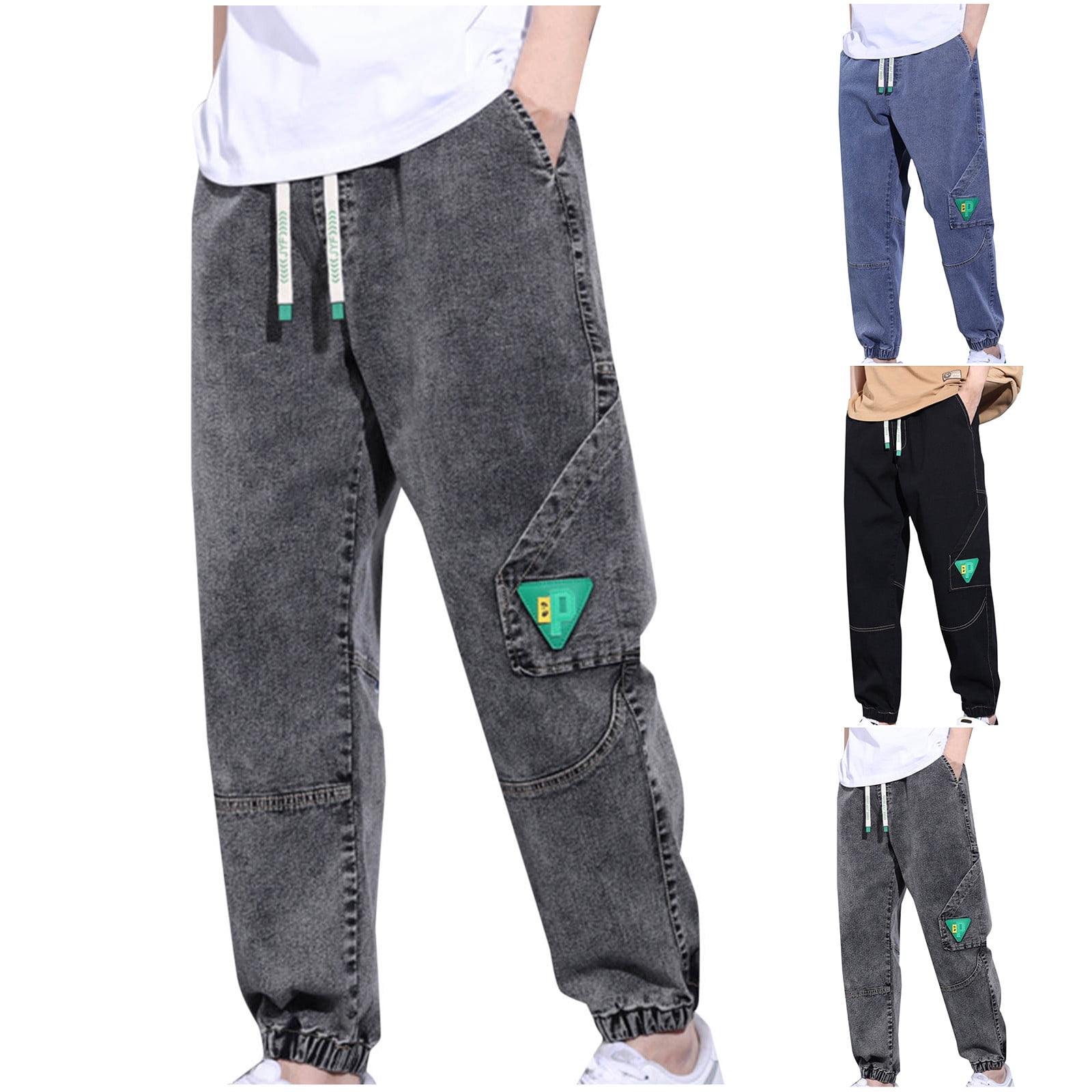Sriper Men's Thick Work Jeans Large Size Cargo Pants with Stretch ...