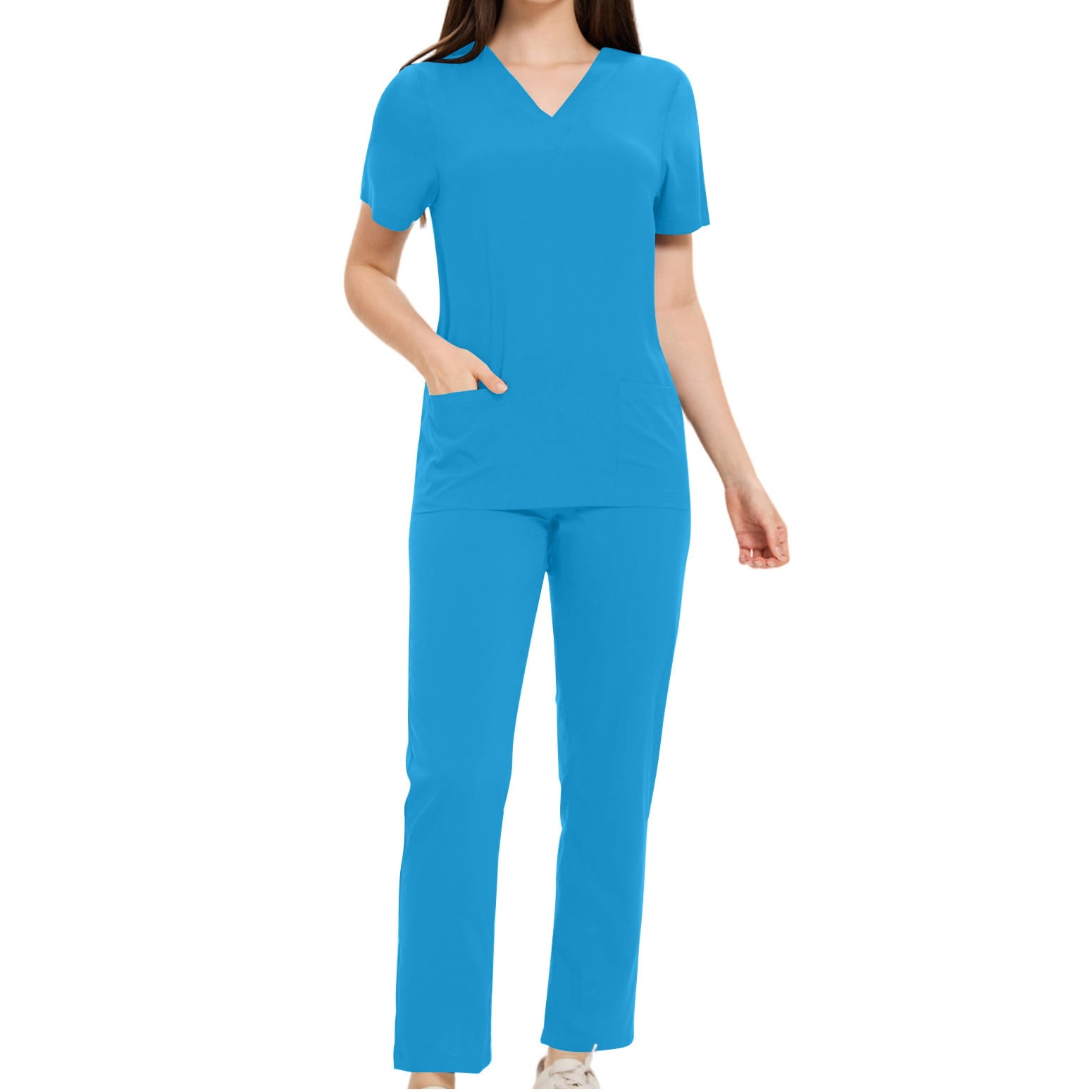 Sriper Navy Blue Flare Scrubs Sets for Women,Nursing Tops with Jogger ...