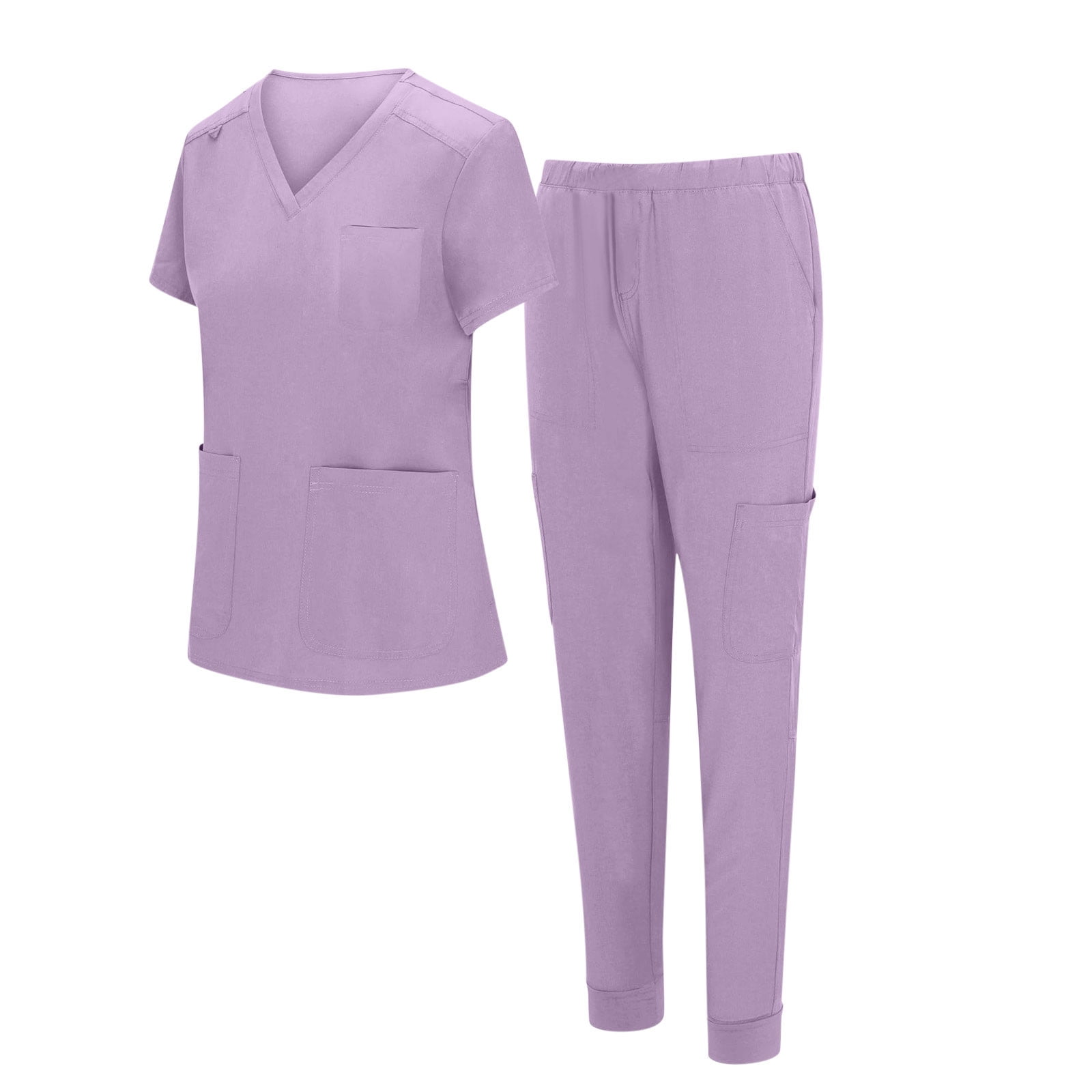 Sriper Navy Blue Scrubs Sets for Women Petite,Stretchy V Neck Scrub ...