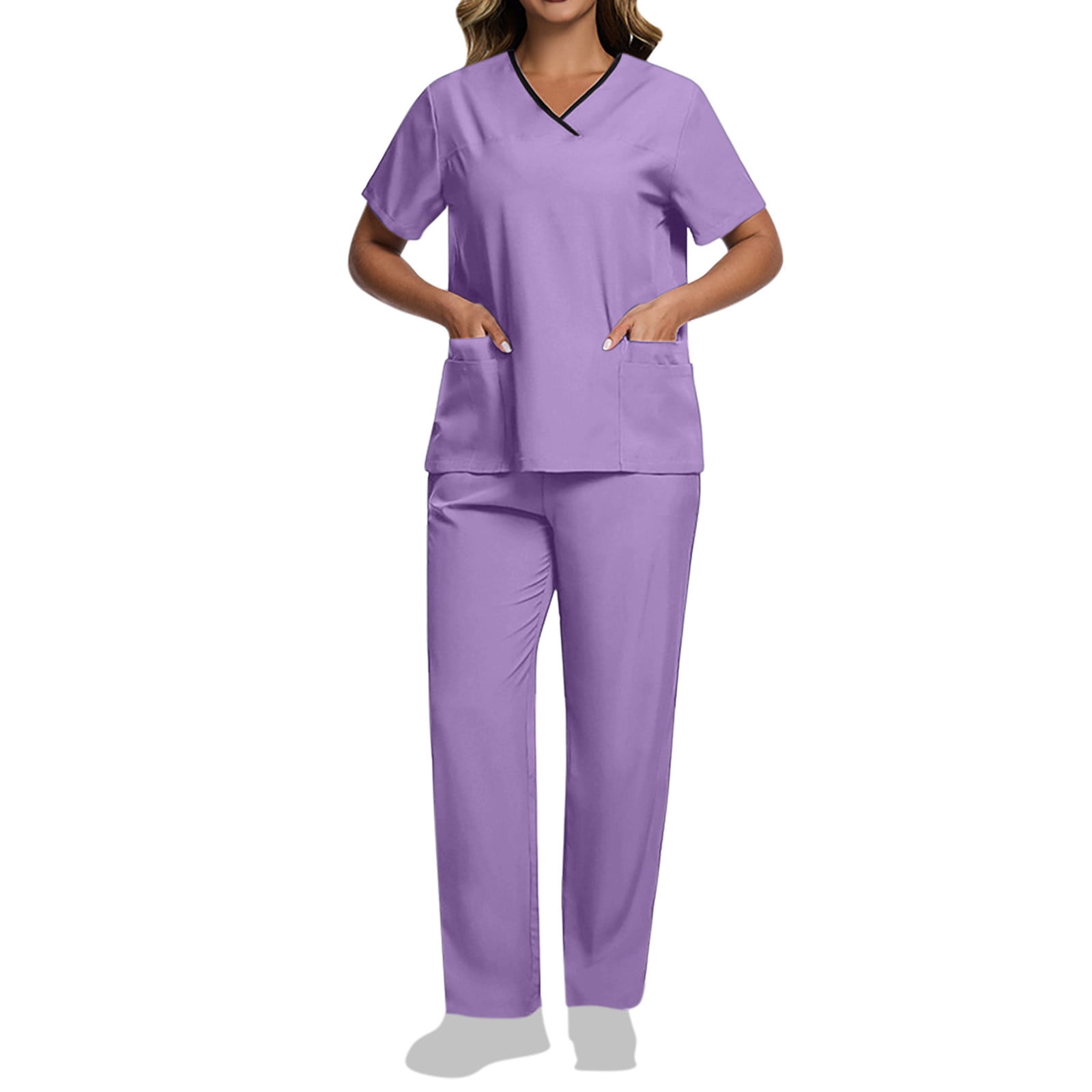 Sriper Pink Scrubs Sets for Women,Scrub Tops Women Stretchy Clearance ...