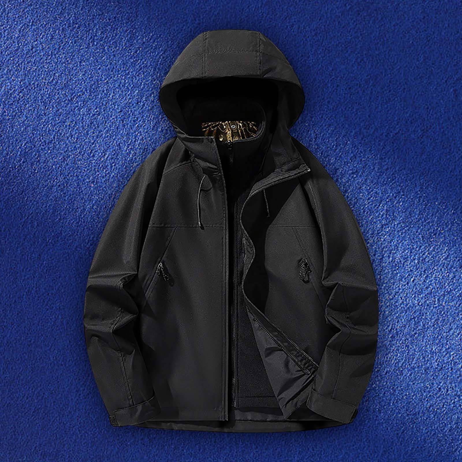 Sriper Plus Size Men's Long Waterproof Raincoat with Adjustable Hood ...