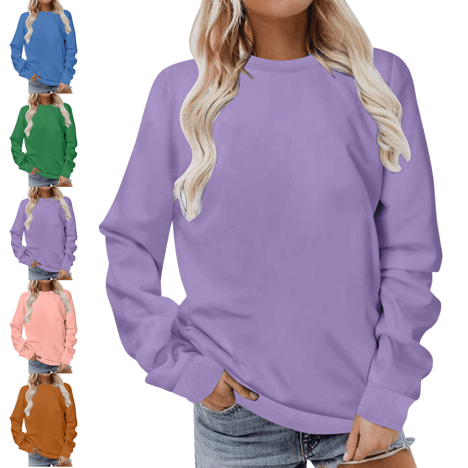 Mifsaly Tunic Sweatshirts for Women 4X Oversized Sweatshirt Round Neck ...