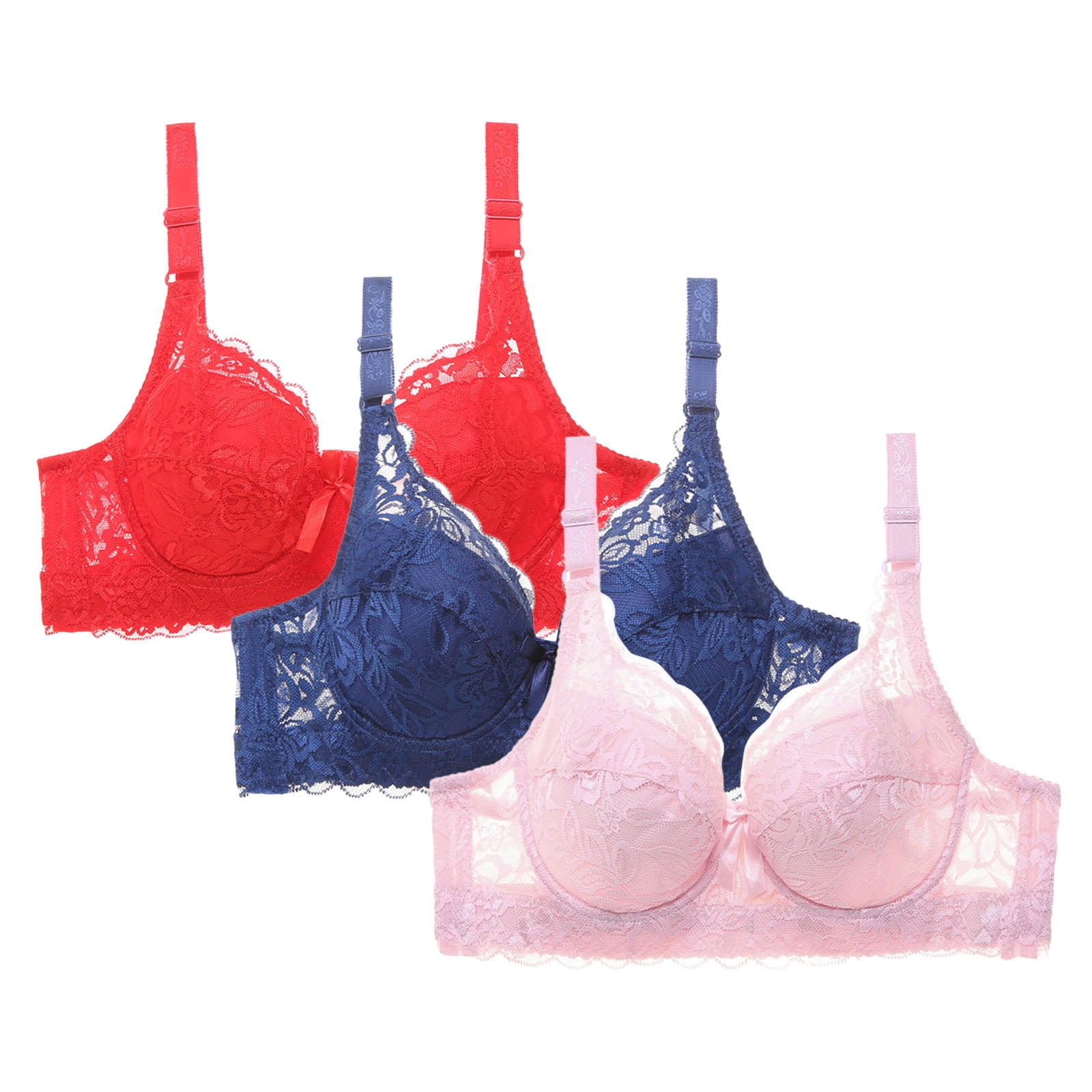 Sriper Women's Underwear and Bras Flowers 3 Pack,Wireless Bralette Plus ...