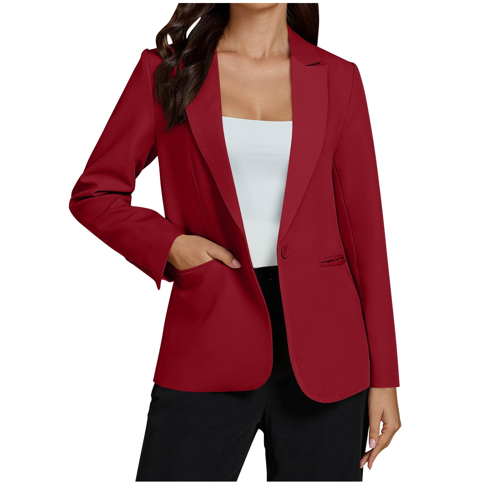 Sriper Women's Work Suit Jacket, Long Sleeve Blazer with Pockets ...
