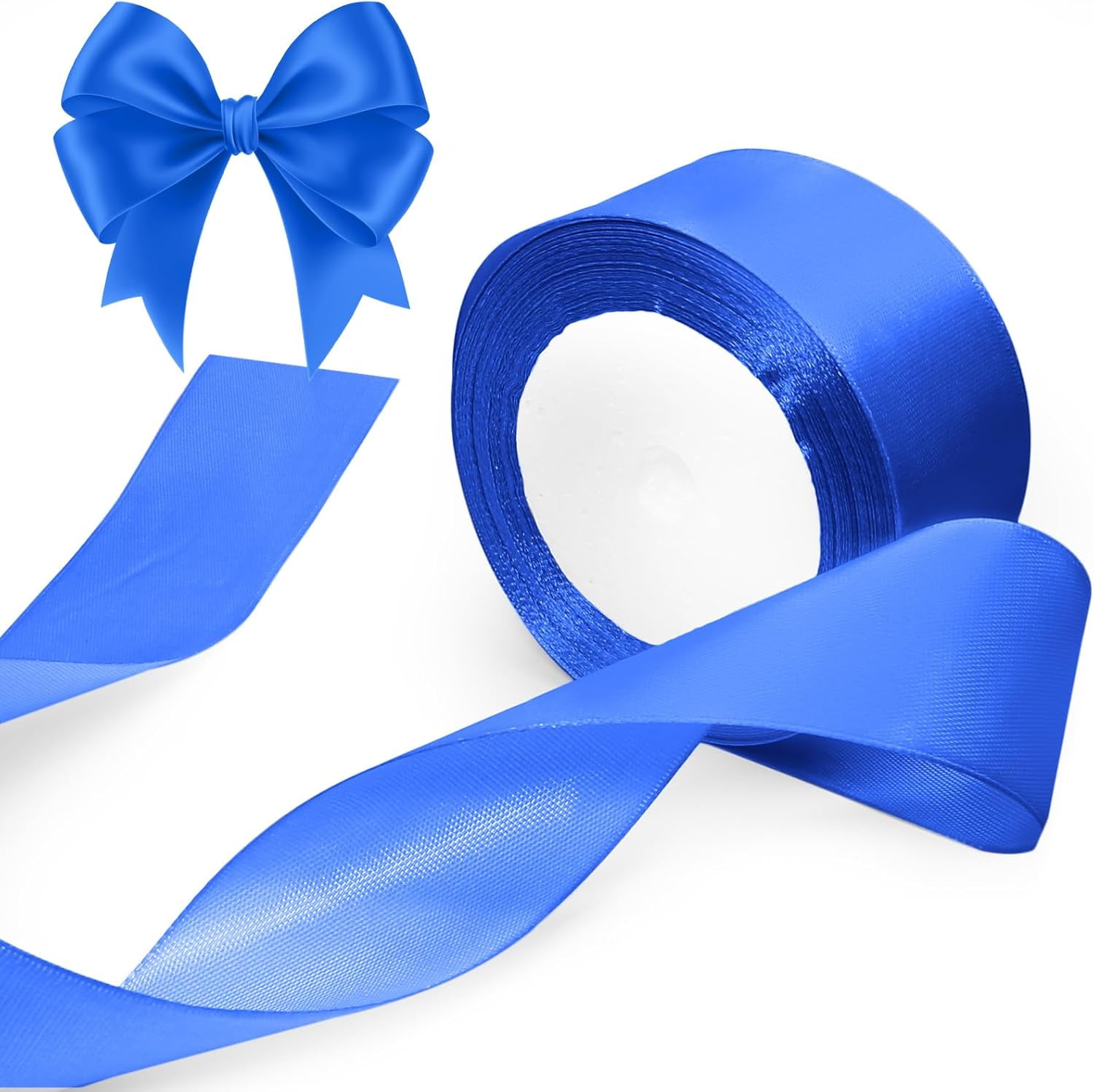Srix 1 1/2 Inch Satin Ribbon, 25 Yards Royal Blue Satin Ribbon, Fabric Ribbon for Gift Wrapping ...