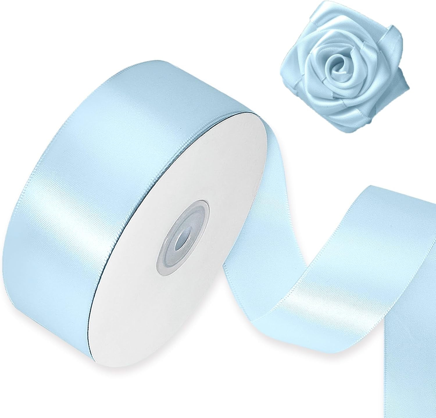 Srix 1 1/2 Inch Satin Ribbon, 50 Yards Light Blue Satin Ribbon, Fabric ...