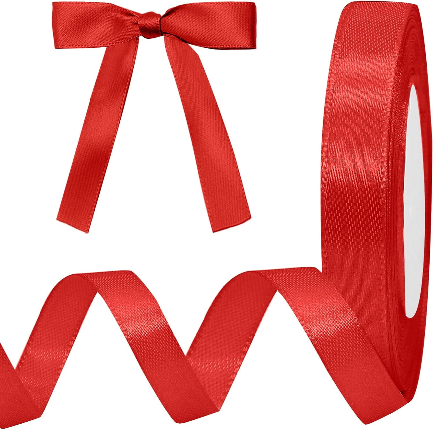 Srix 1/2 Inch Satin Ribbon, 25 Yards Red Satin Ribbon, Fabric Ribbon for Gift Wrapping, Flower ...