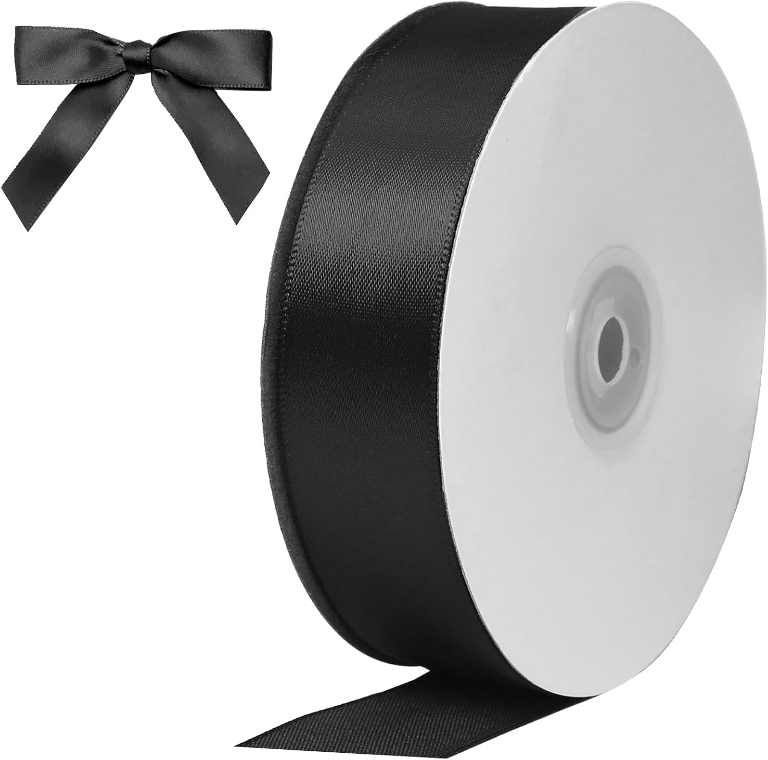 Srix 1 Inch Satin Ribbon, 50 Yards Black Satin Ribbon, Fabric Ribbon ...