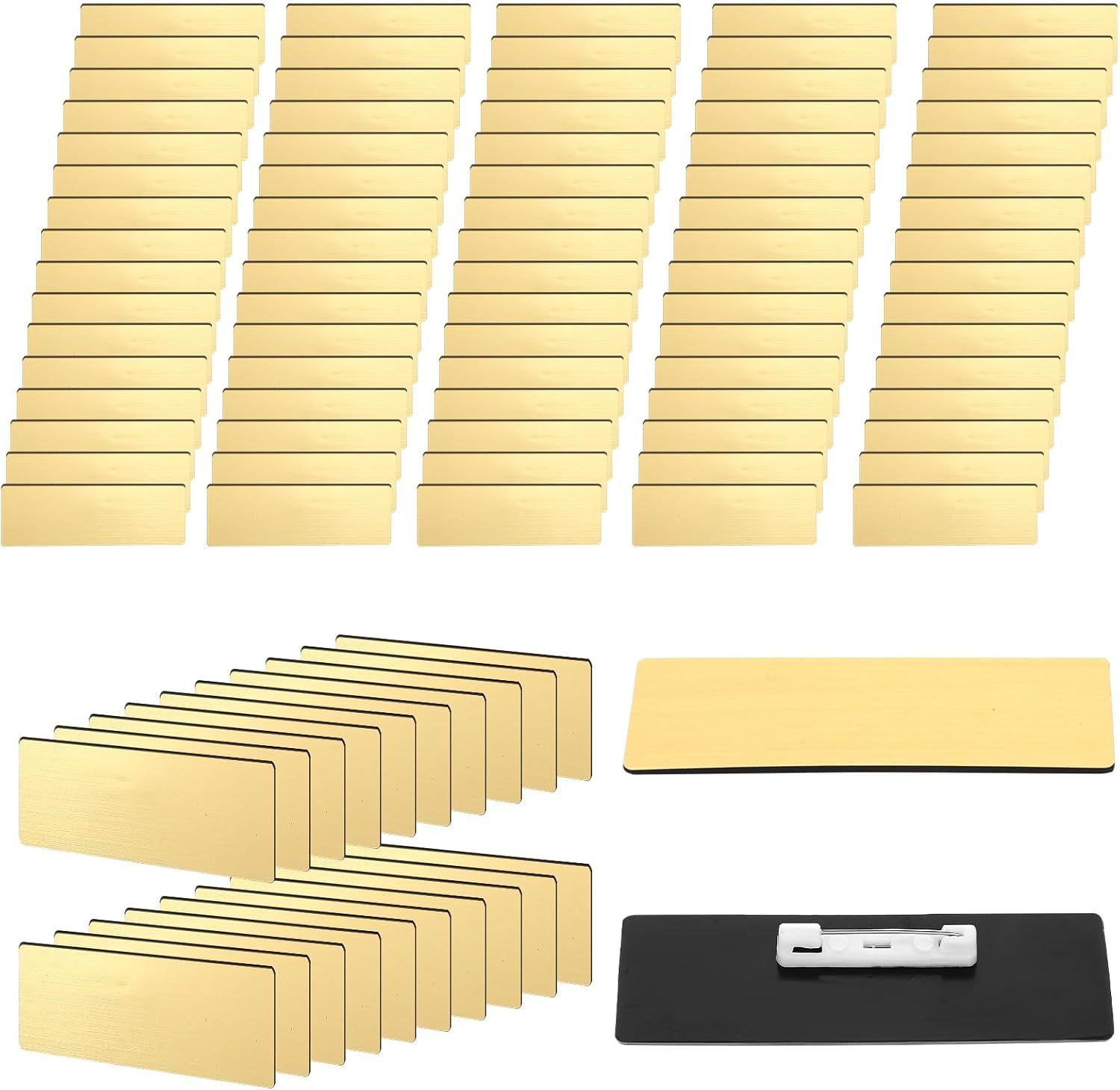 Srix 100 Pieces Name Tags Pins 1 x 3 Inches Blank Name Badge with Pins ...
