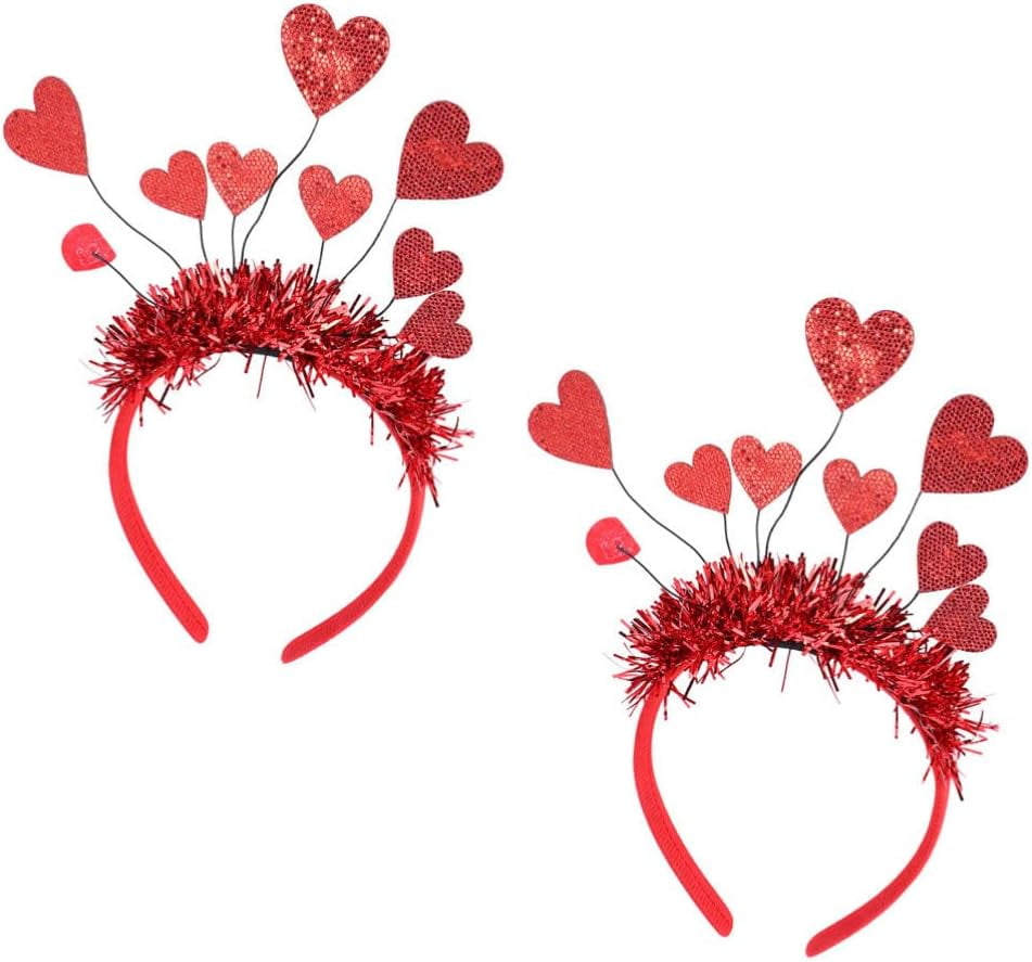 Srix 2 PCS Heart Headbands Red Heart Shape Hairbands Heart Head Boppers ...
