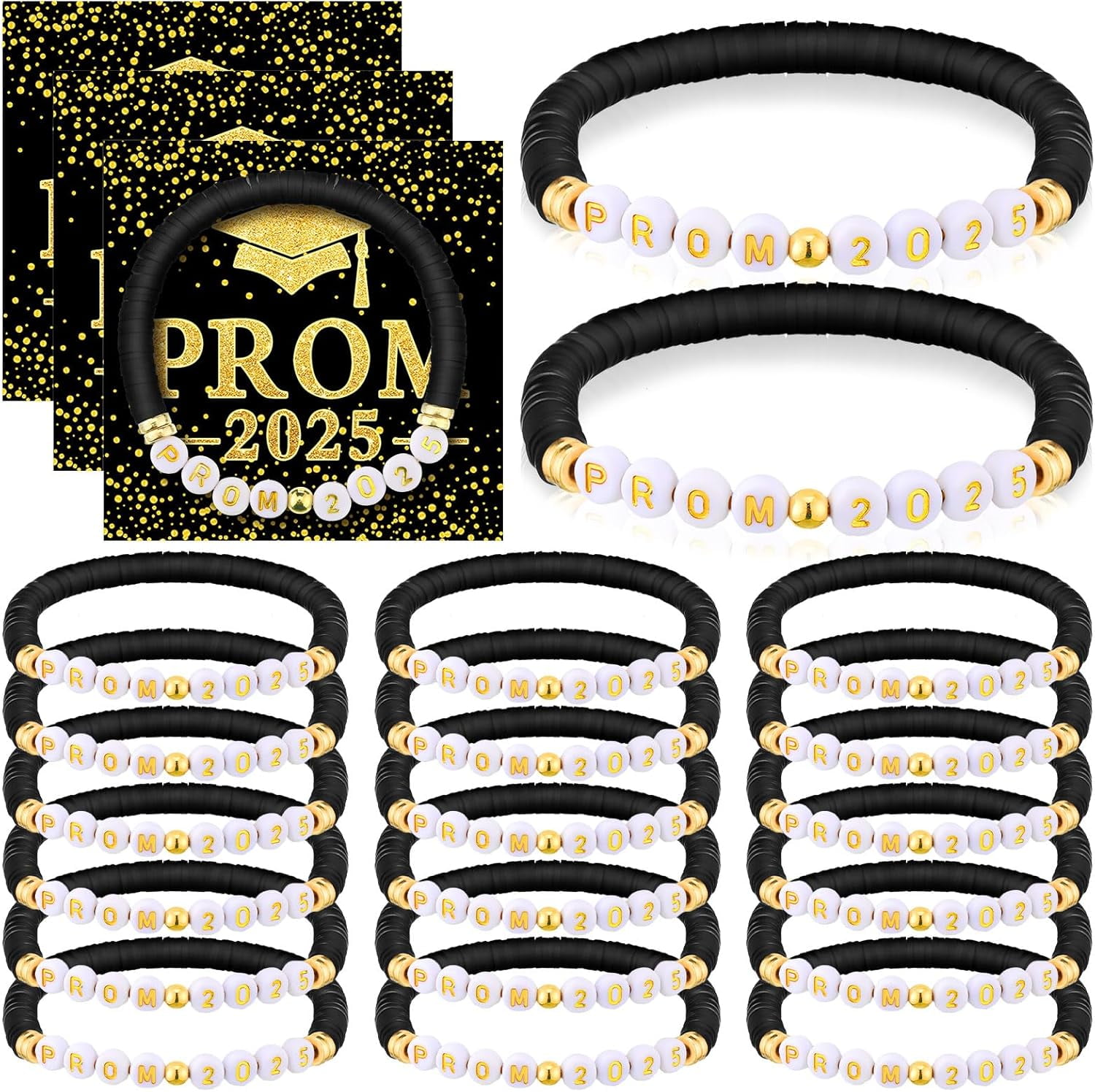 Srix 20 Set Prom 2025 Bracelets Graduation Gifts Black Bead Prom ...