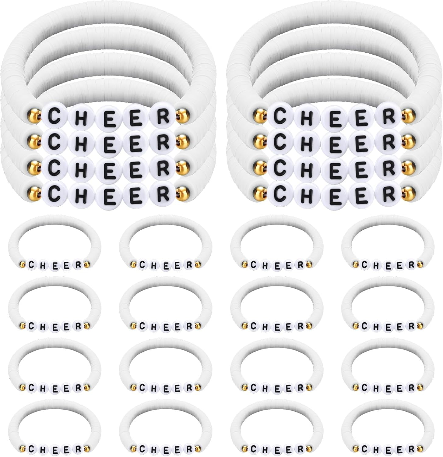 Srix 24 Pcs Cheerleader Gifts Stackable Clay Bead Cheer Bracelets Y2k ...