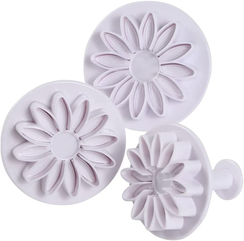 Srix 3 Pieces DIY Cake Plunger Cutter Molds Fondant Cutter,Sunflower ...