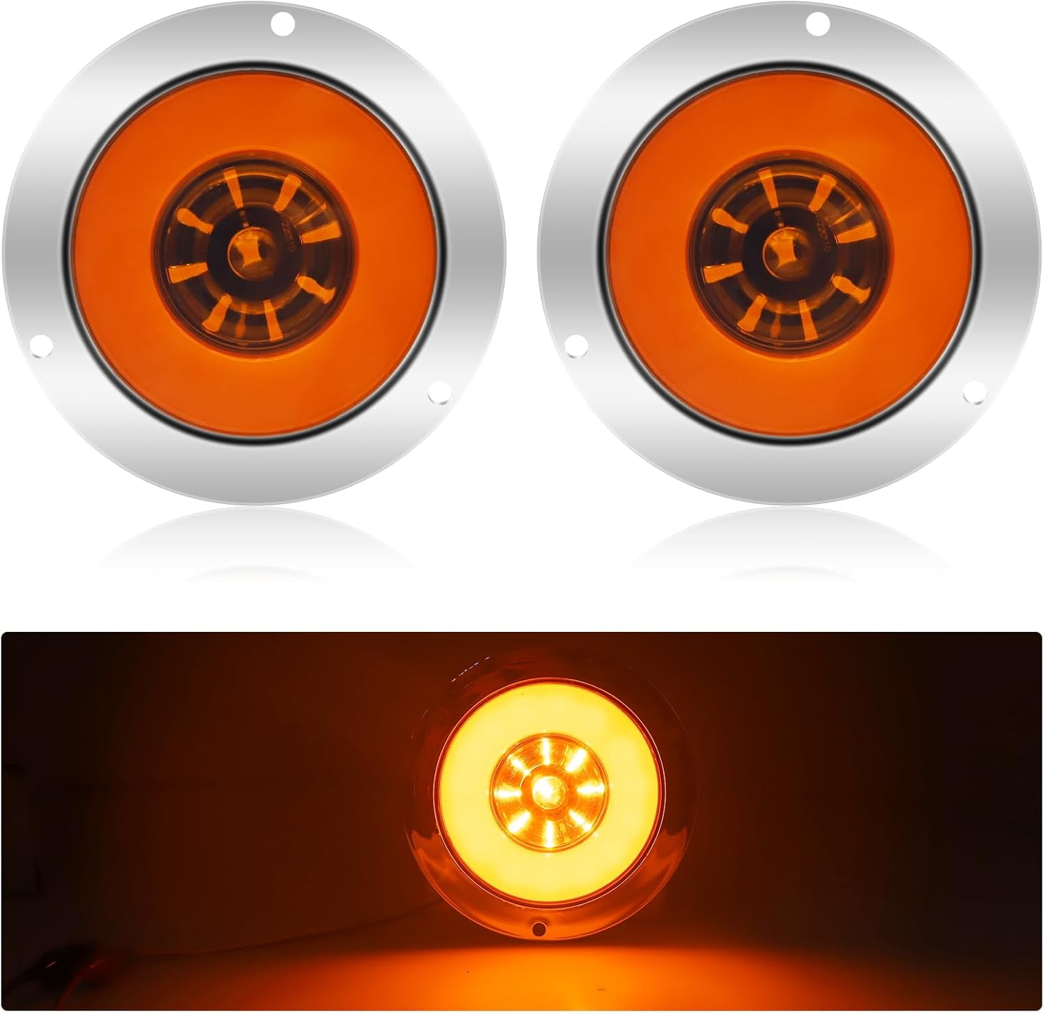 Srix 4 Inch Led Round Trailer Tail Lights 2PCS 24 LED Running Light Rear Brake Stop Light ...