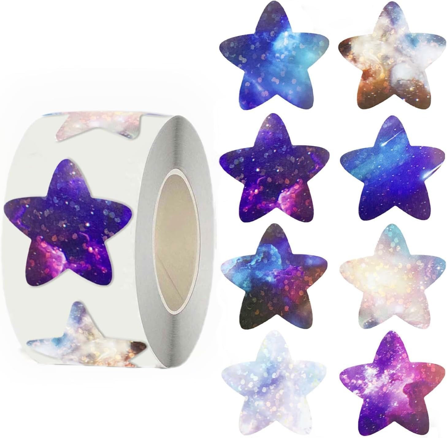 Srix 500pcs Glitter Star Stickers - Blue Holographic Vinyl Star ...