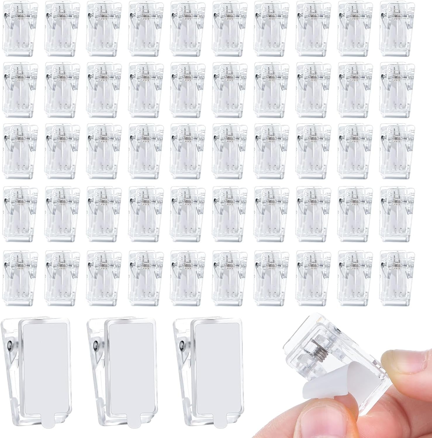 Srix 50Pcs Self Adhesive Clips Tapestry Wall Clip Plastic Poster Clips ...