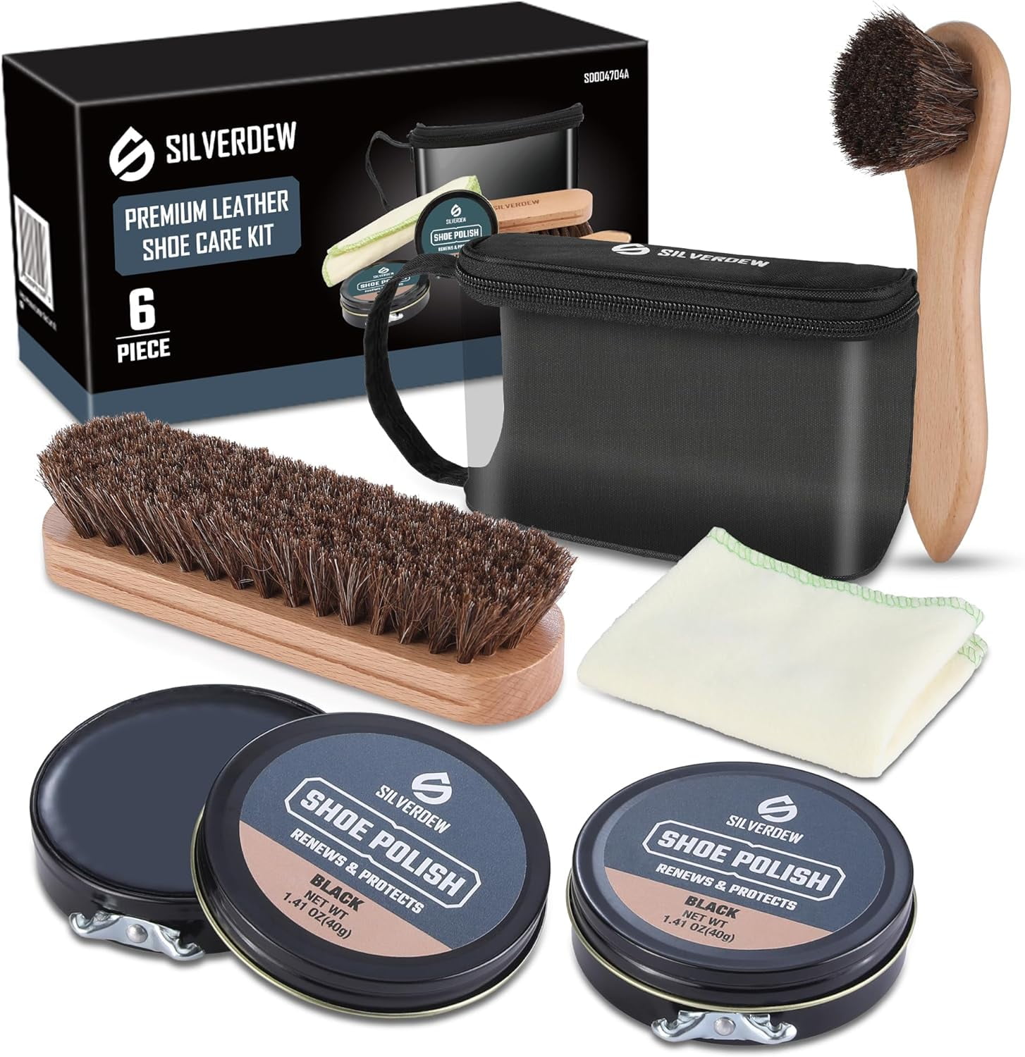 Srix 6-Piece Shoe Polish Kit, Portable Shoe Shine Kit Includes 2PCS ...