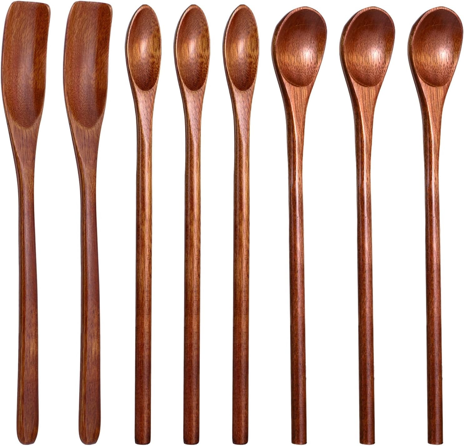 Srix 8 Pcs Wooden Coffee Spoons Long Handle Wooden Spoon Mixing Honey ...