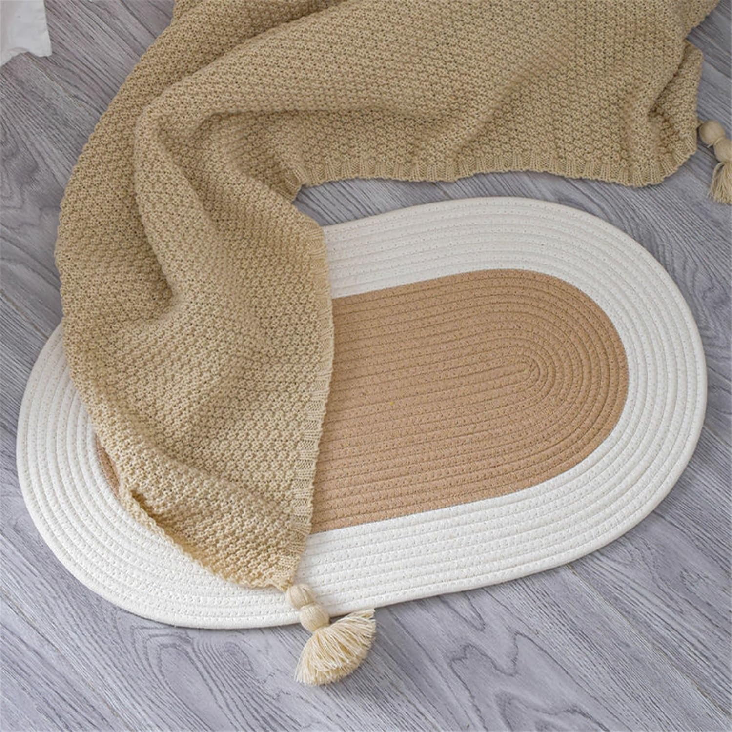 Srix Cotton Oval Braided Rug 16" x 28" Reversible Indoor Area Rug ...