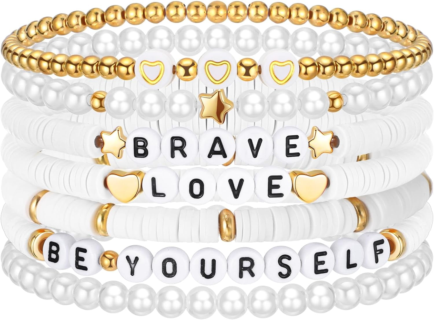 Srix Friendship Bracelets for Women Teen Girls Preppy Clay Bead Heishi Surfer Bracelets ...