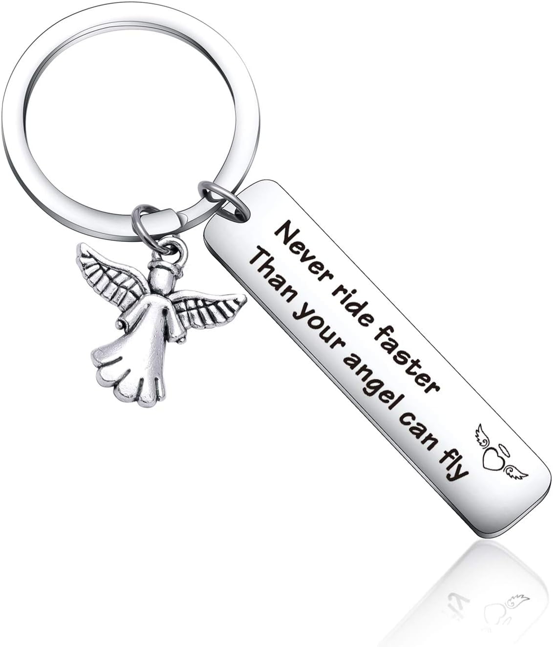 Srix Never Ride Faster Than Your Angel Can Fly Ride Safe Keychain ...